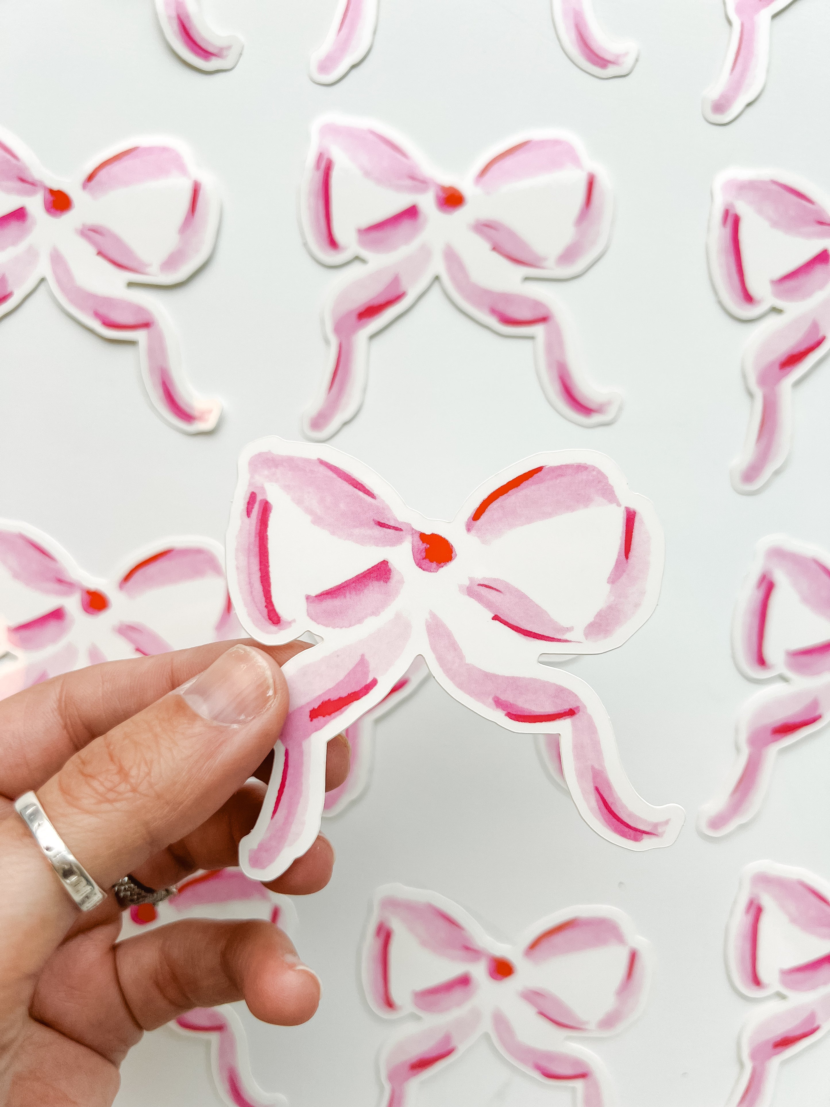 Sticker: Watercolor Pink Bow – Withlovebybug