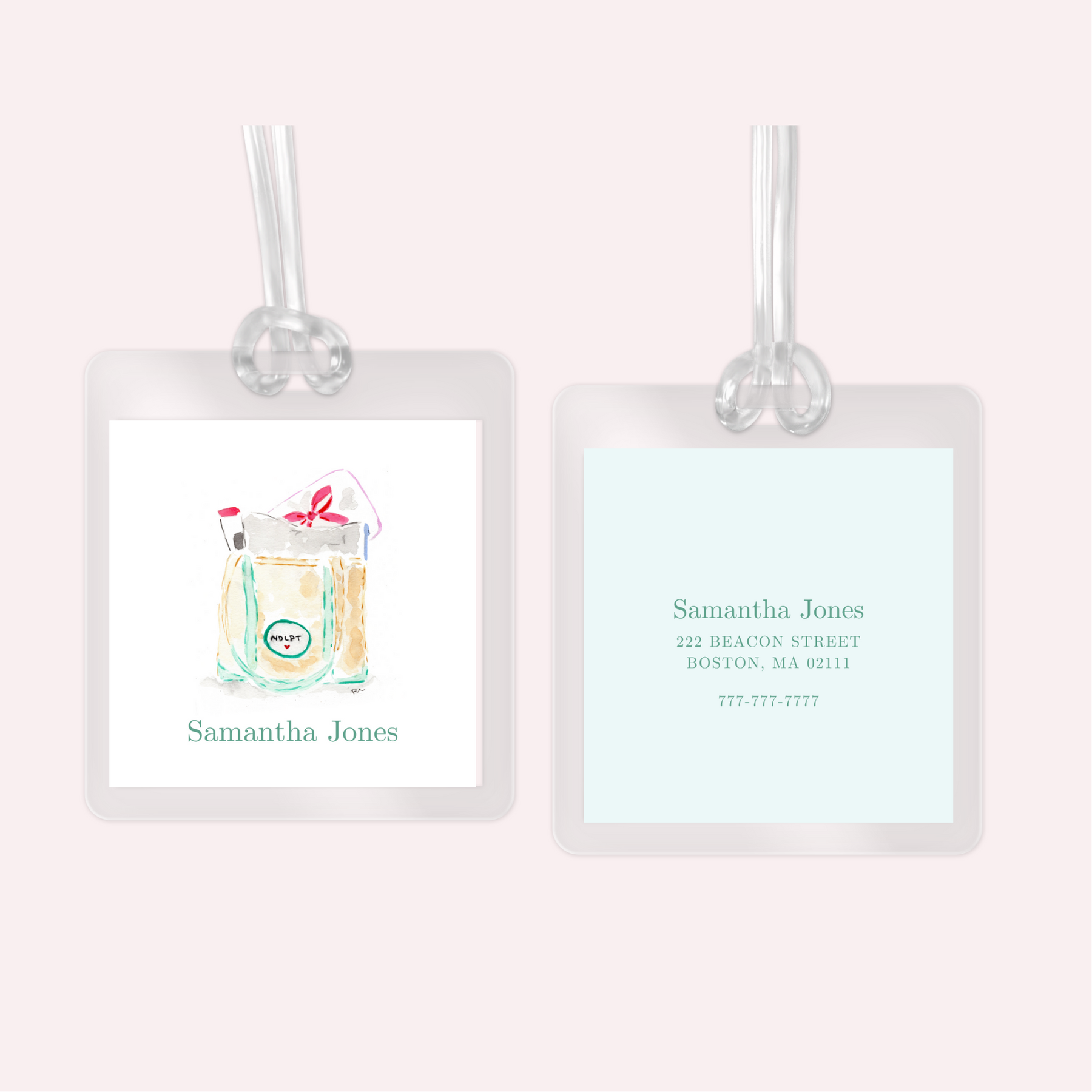 Custom Bag Tags: Laminated Needlepoint Stash Bag