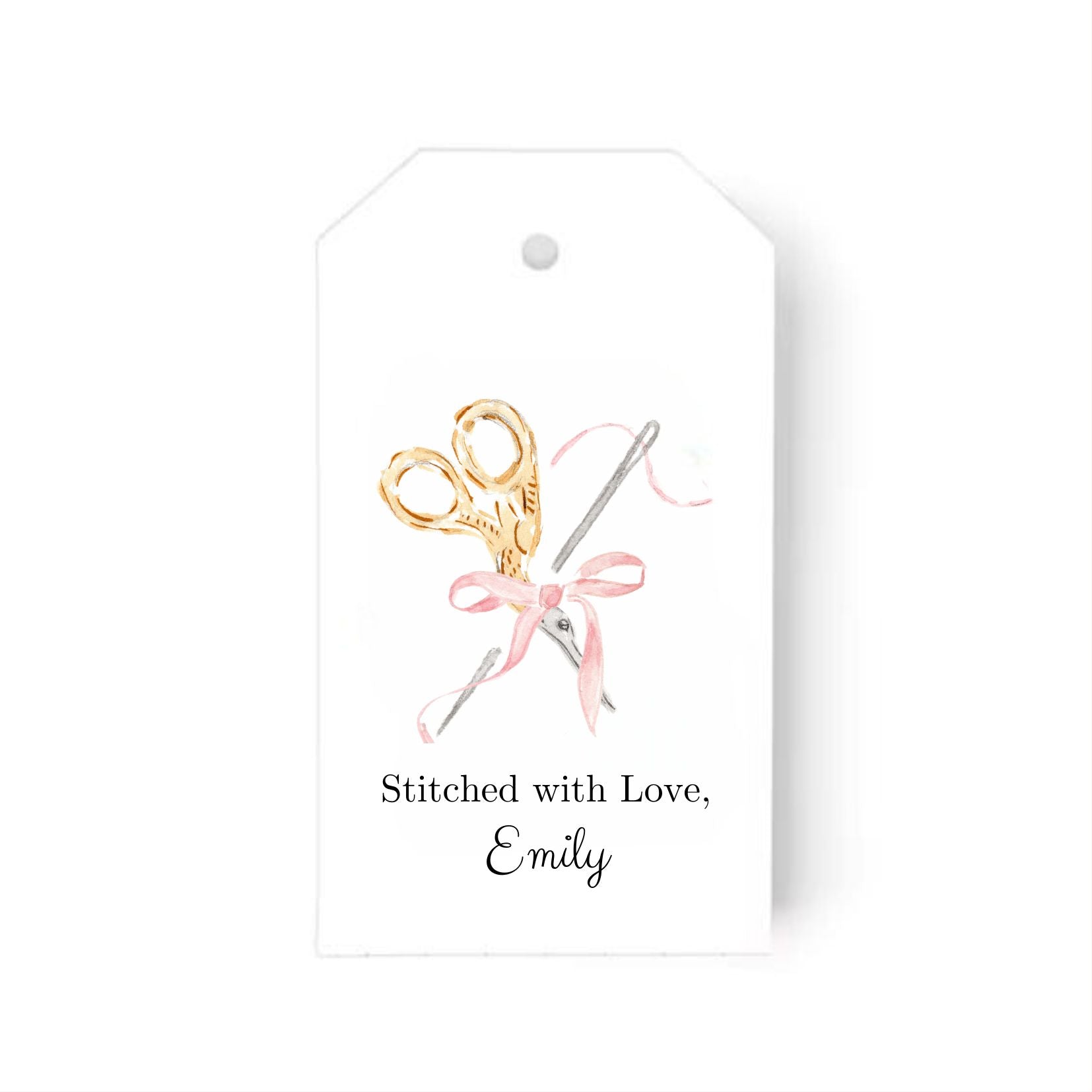 Semi Custom Gift Tags: Scissors & Bows Stitched with Love